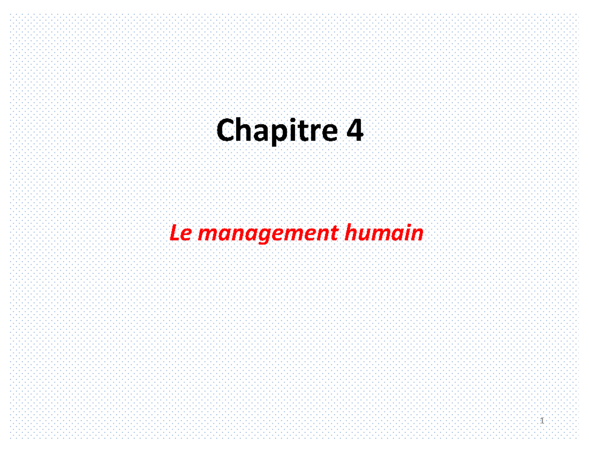 Chap 4 SP - résumé chapitre 4 - Warning: TT: undefined function: 32 Chapitre 4 Le management ...