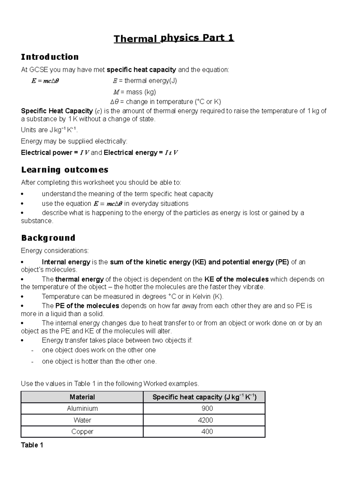 Thermal Physics Part 1 - Lecture notes 2-8 - PHYS1200 - Leeds - Studocu