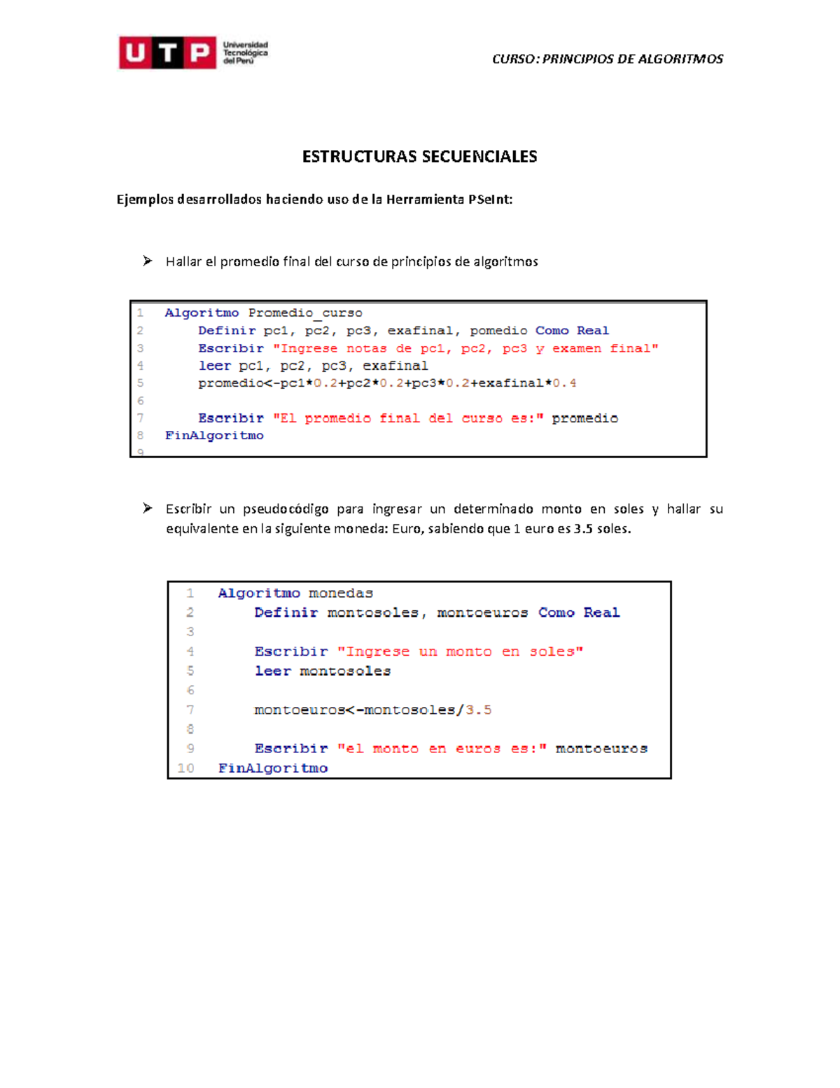 S3 Estructuras secuenciales Ejemplos desarrollados - Principios de ...