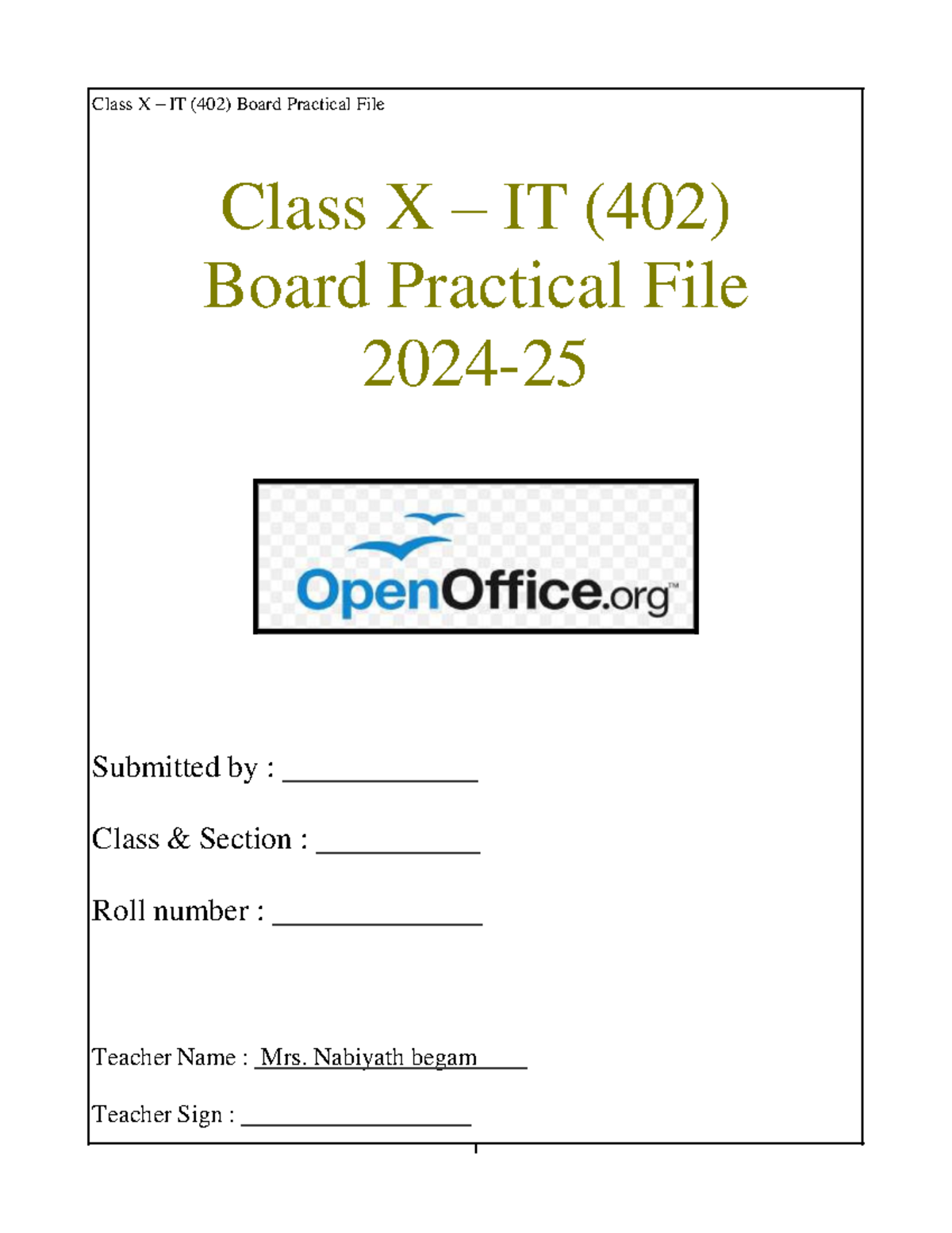 Project - Class X – IT (402) Board Practical File Class X – IT (402) Board Practical File 2024 ...