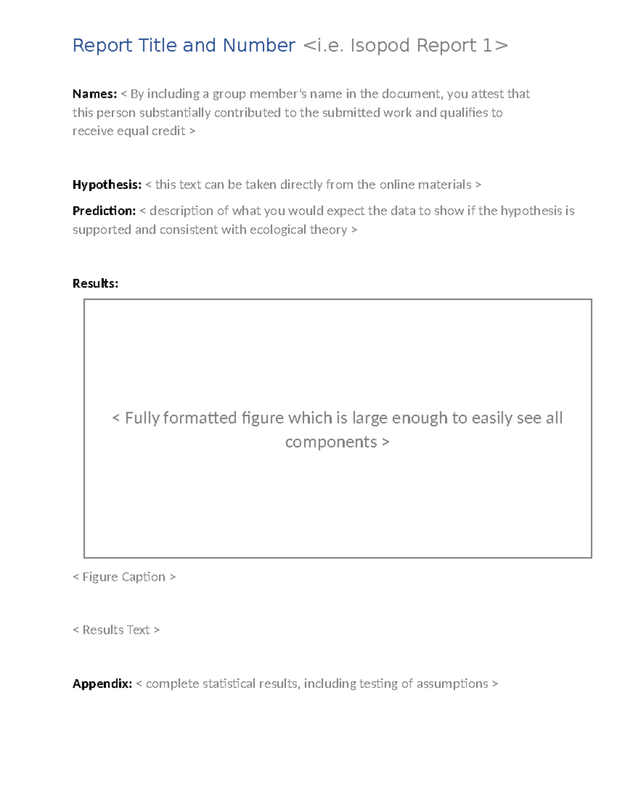 BIOL300 Lab Report Template - Report Title and Number Names: