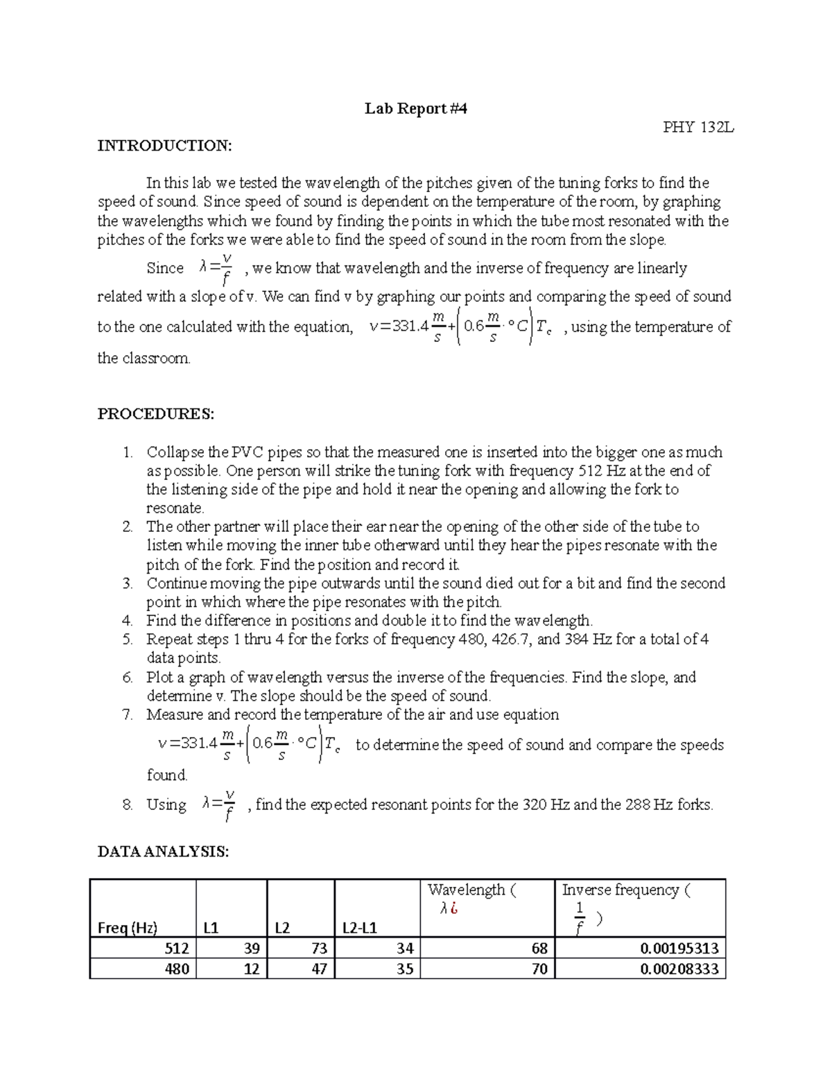 Lab-Report-4-Wavelengths - Lab Report #4 PHY 132L INTRODUCTION: In this ...