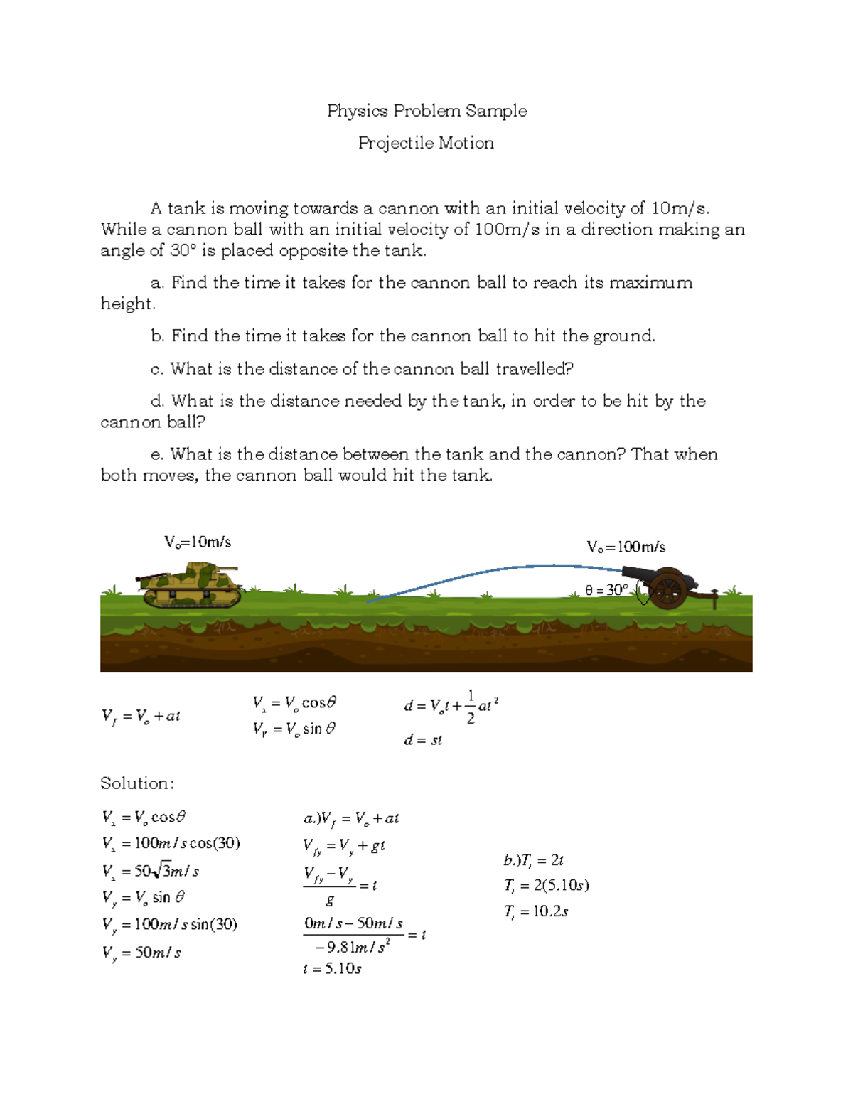 Physics Projectile Motion - Physics Problem Sample Projectile Motion A ...