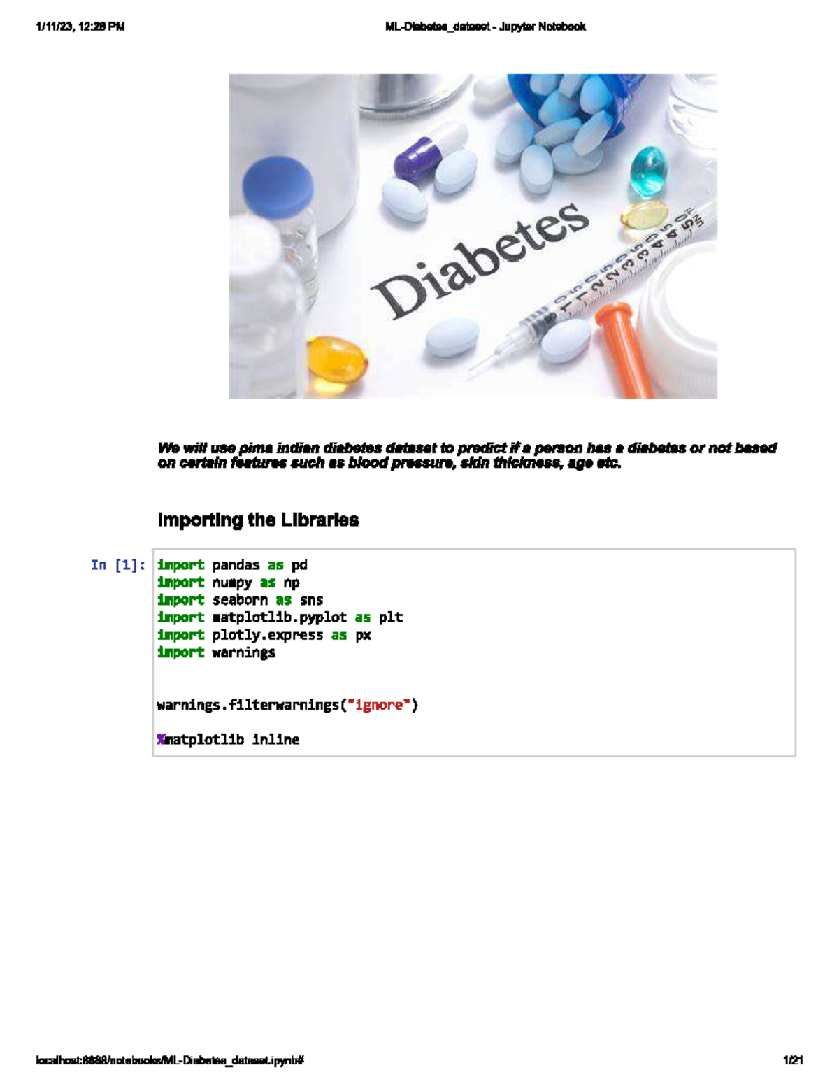 ML Diabetes DATA SET - Machine Learning - Studocu