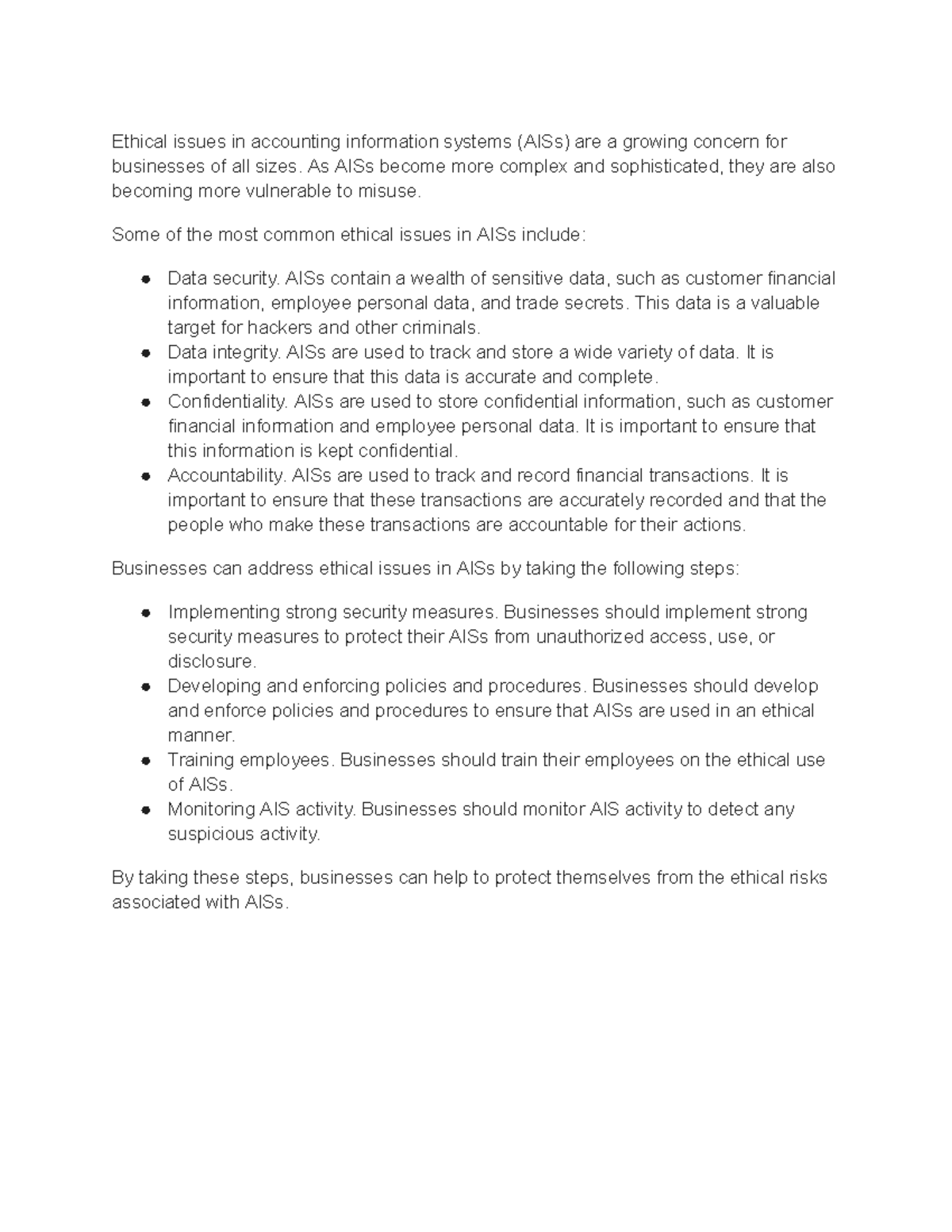 Lecture 10 Ethical Issues in Accounting Information Systems - Ethical ...