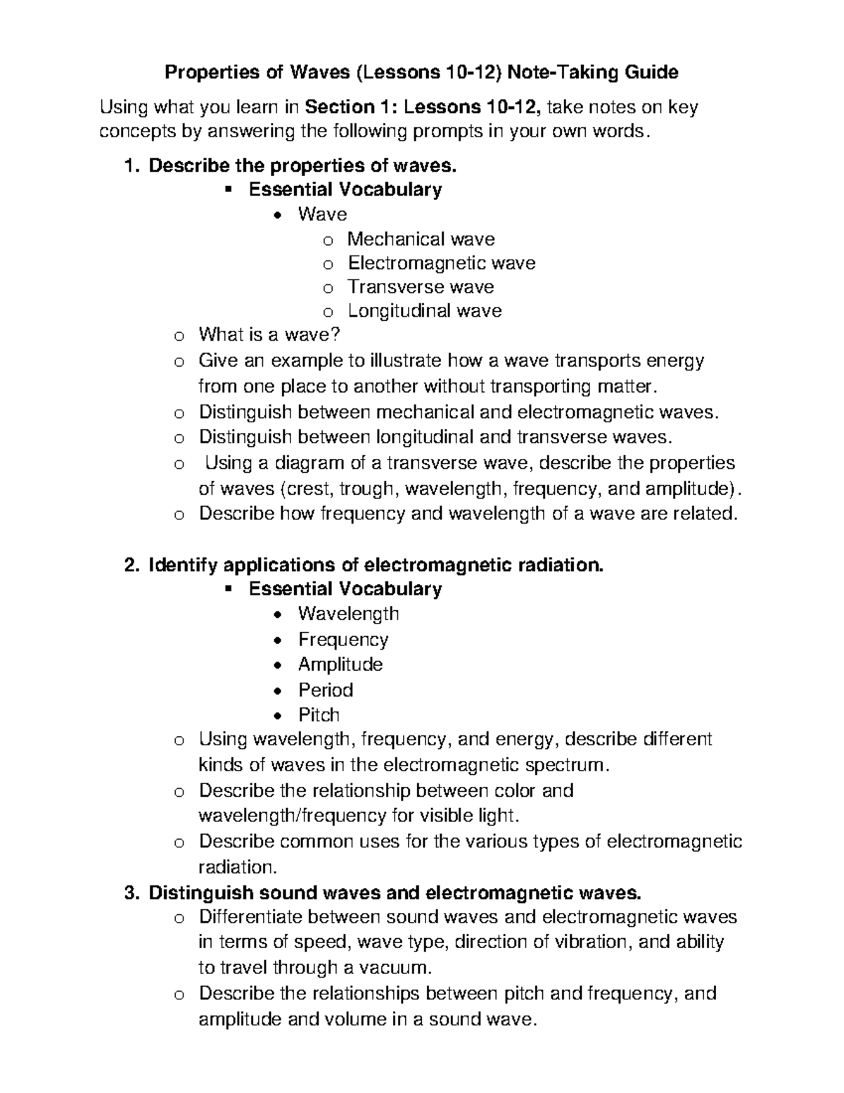 Section 1 Properties Of Waves Lessons 10 12 Properties Of Waves section-1-properties-of-waves-lessons-10-12-properties-of-waves