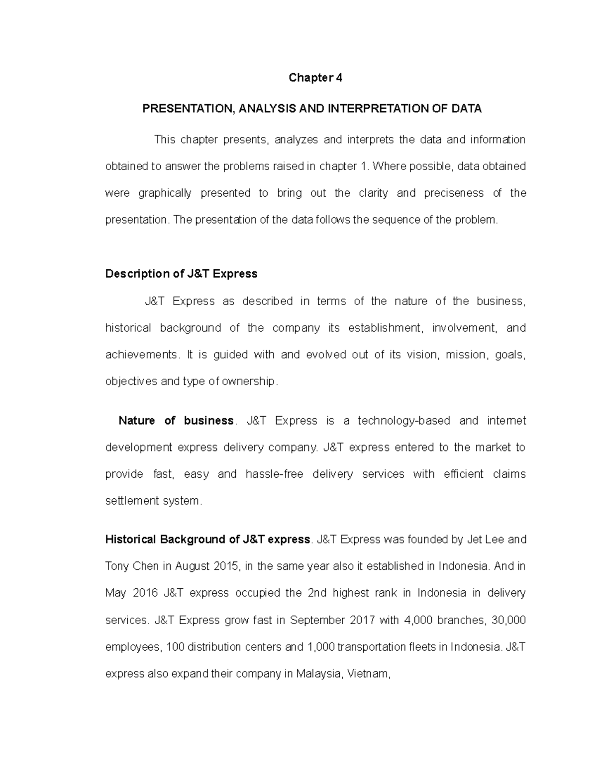 Chapter IV thesis - Chapter 4 PRESENTATION, ANALYSIS AND INTERPRETATION ...