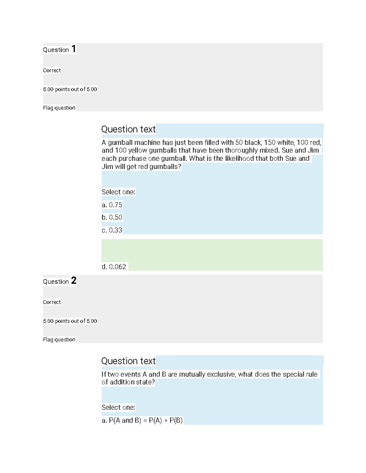MAT150 Straighterline Quiz 2 - Question 1 Correct 5 points out of 5 ...