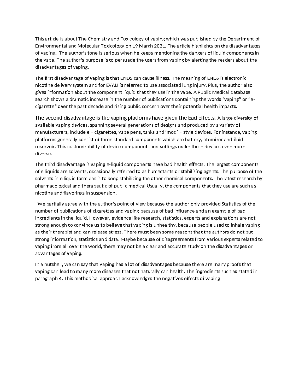 Draft 2 - assignment - This article is about The Chemistry and ...