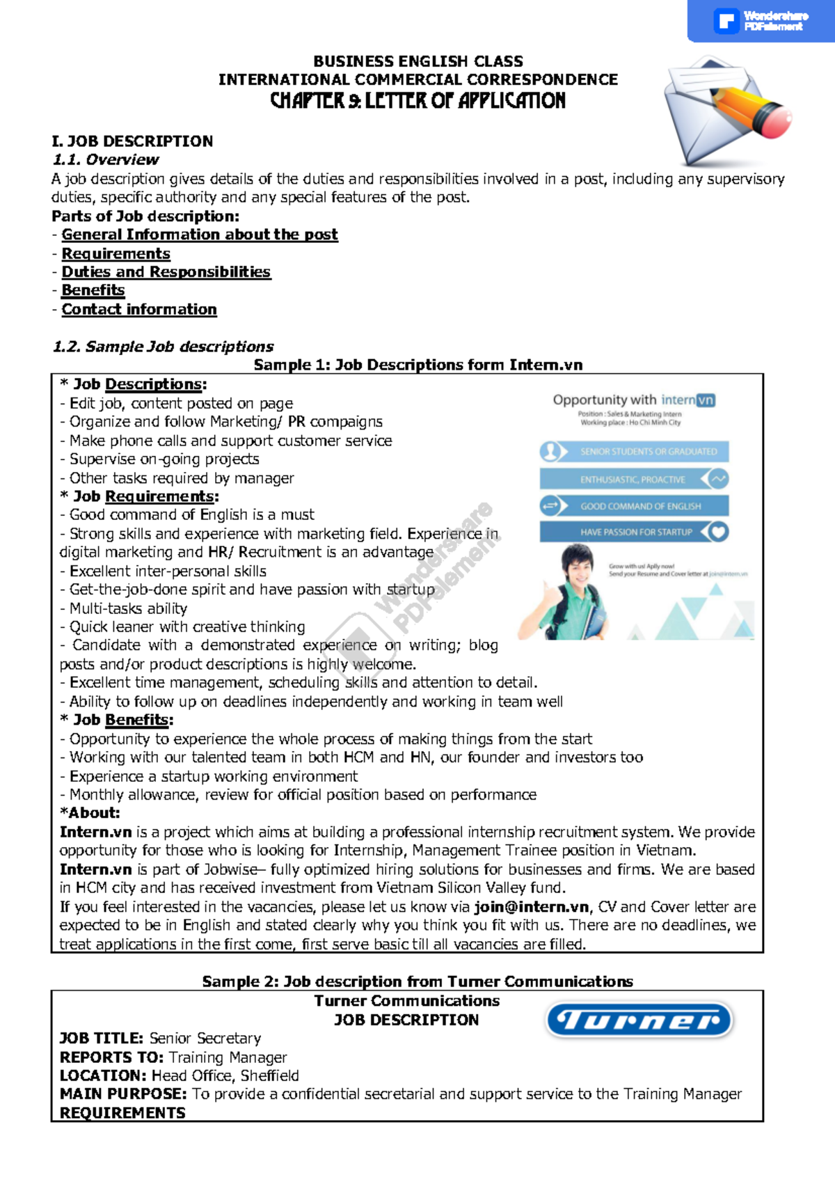 6 Covering Letter - BUSINESS'ENGLISH'CLASS' INTERNATIONAL'COMMERCIAL ...