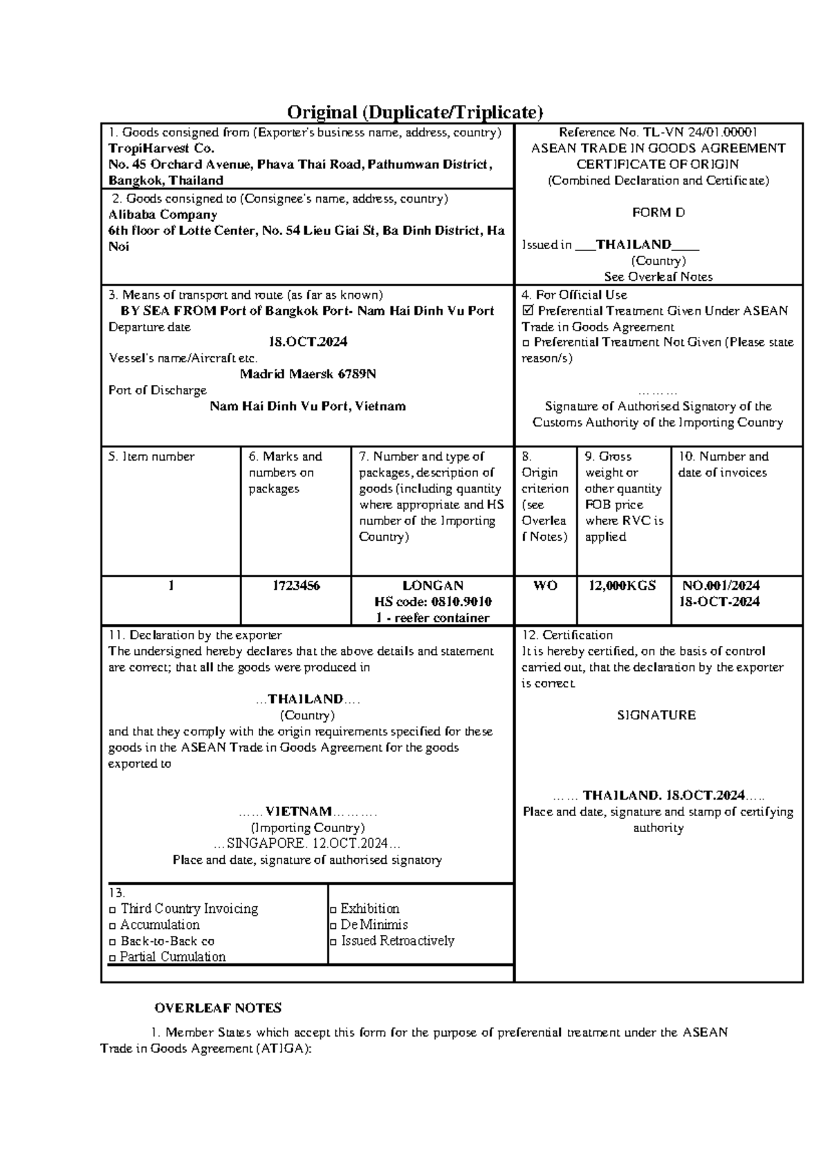 Certificate of Origin - C/O - Original (Duplicate/Triplicate) Goods ...