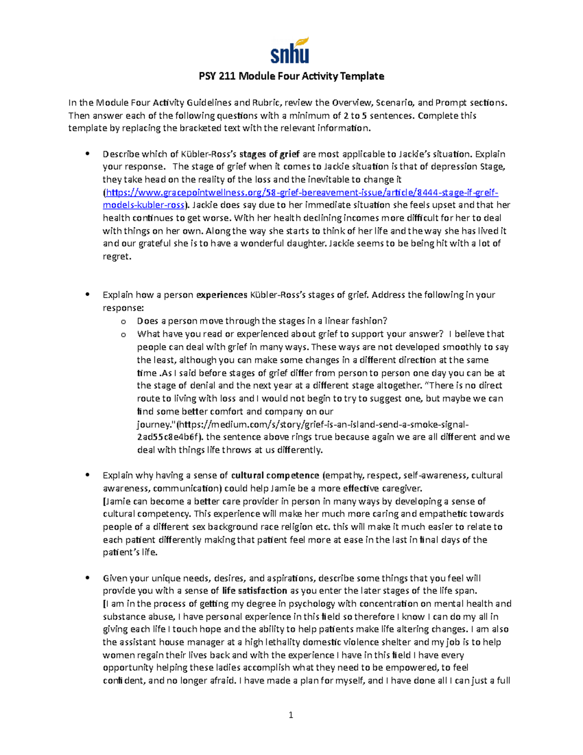 PSY 211 Module Four me done - PSY 211 Module Four Activity Template In ...