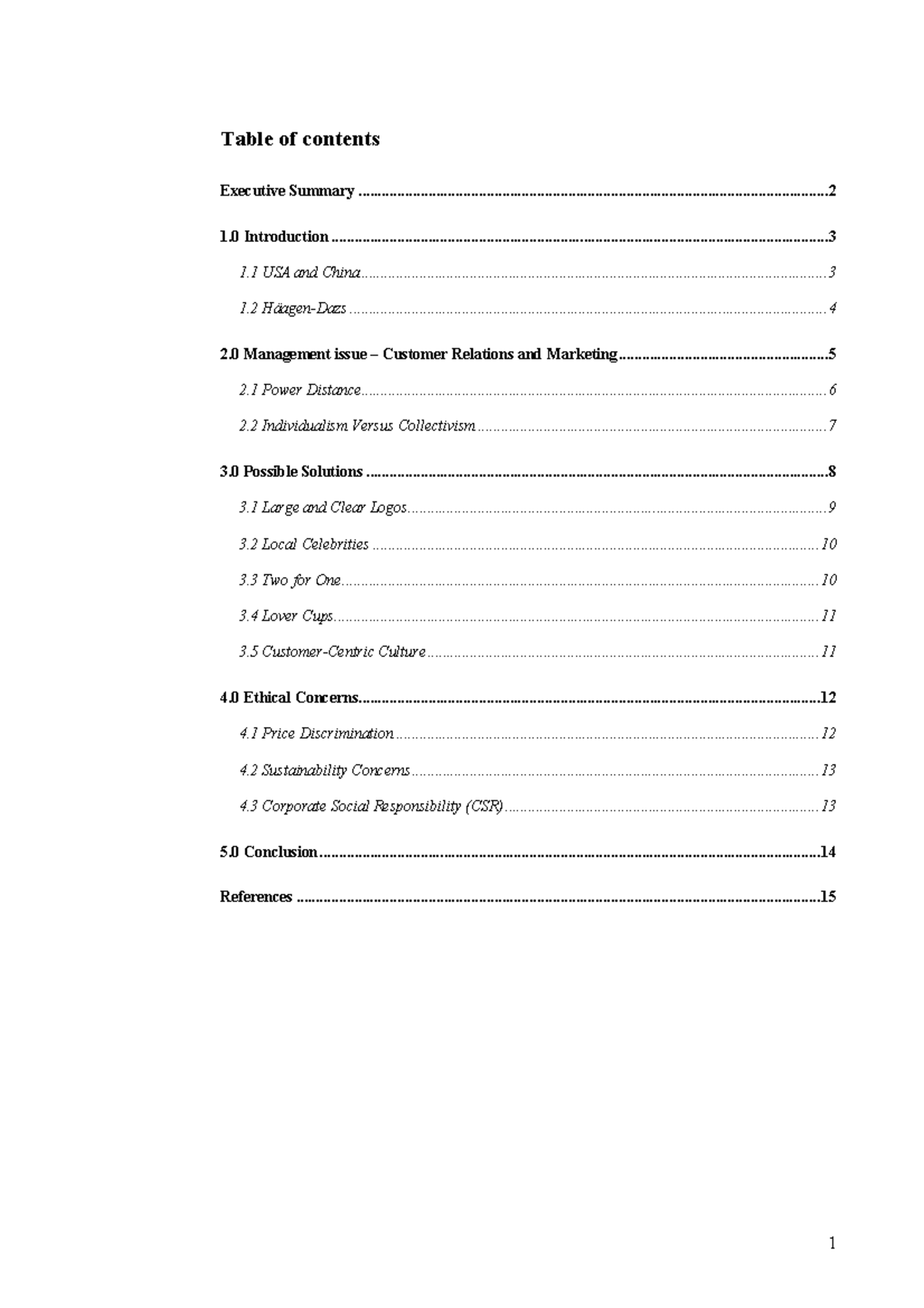 CCM - exemplary consultancy report 2 - Table of contents Executive ...
