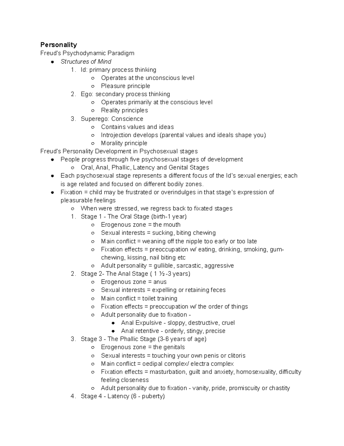 Personality Psych - Personality Freud’s Psychodynamic Paradigm ...