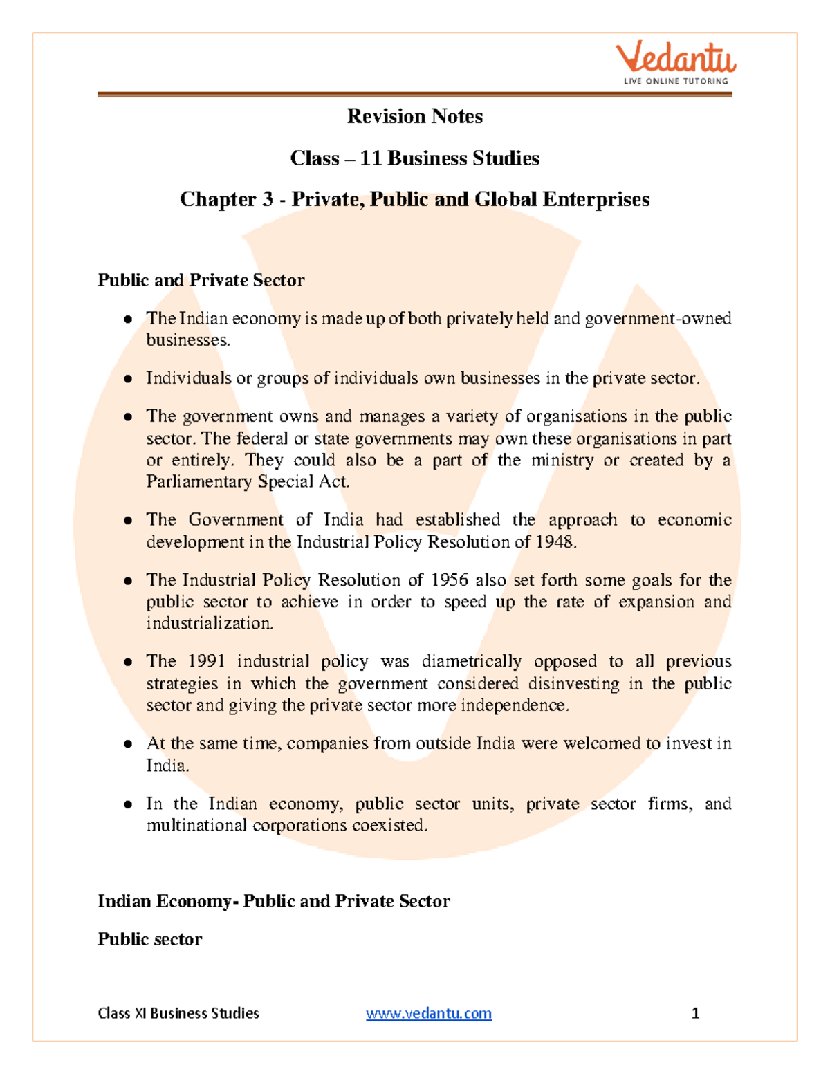Cbse class 11 business studies notes chapter 3 - Revision Notes Class ...