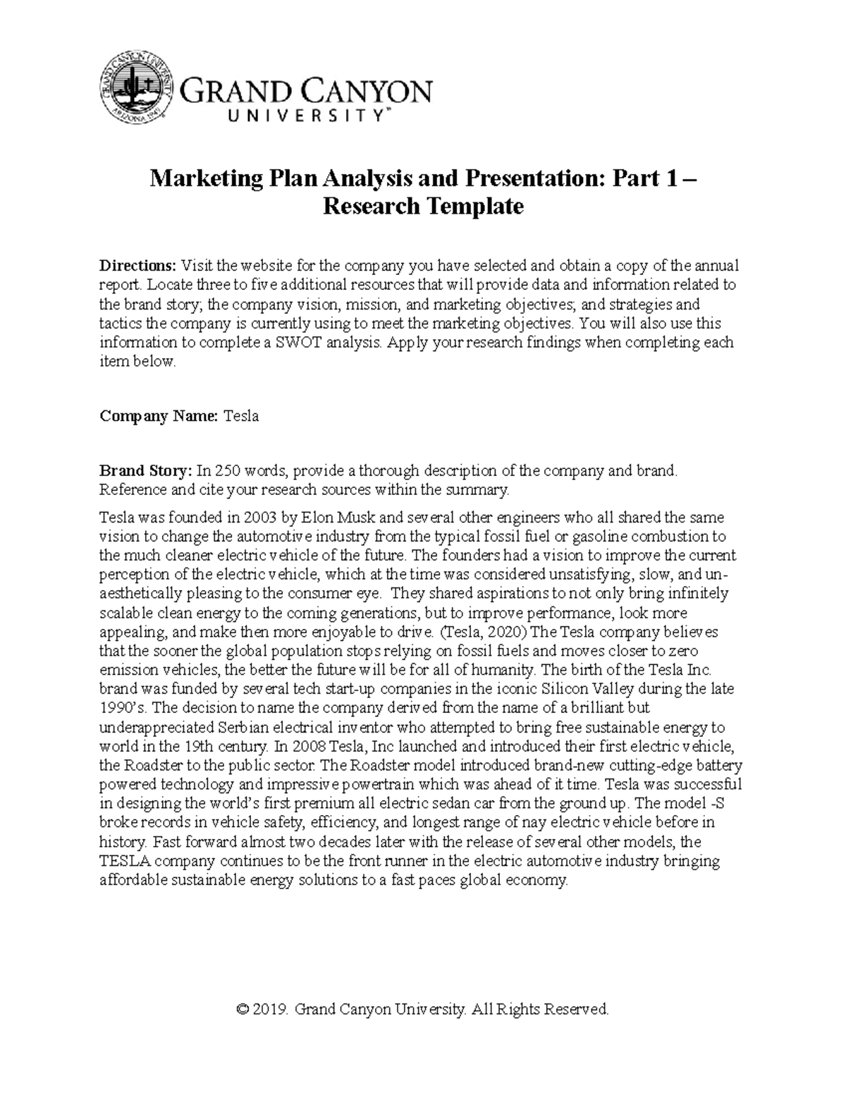 MKT 315 RS Marketing Plan Analysis and Presentation Part 1 Research ...