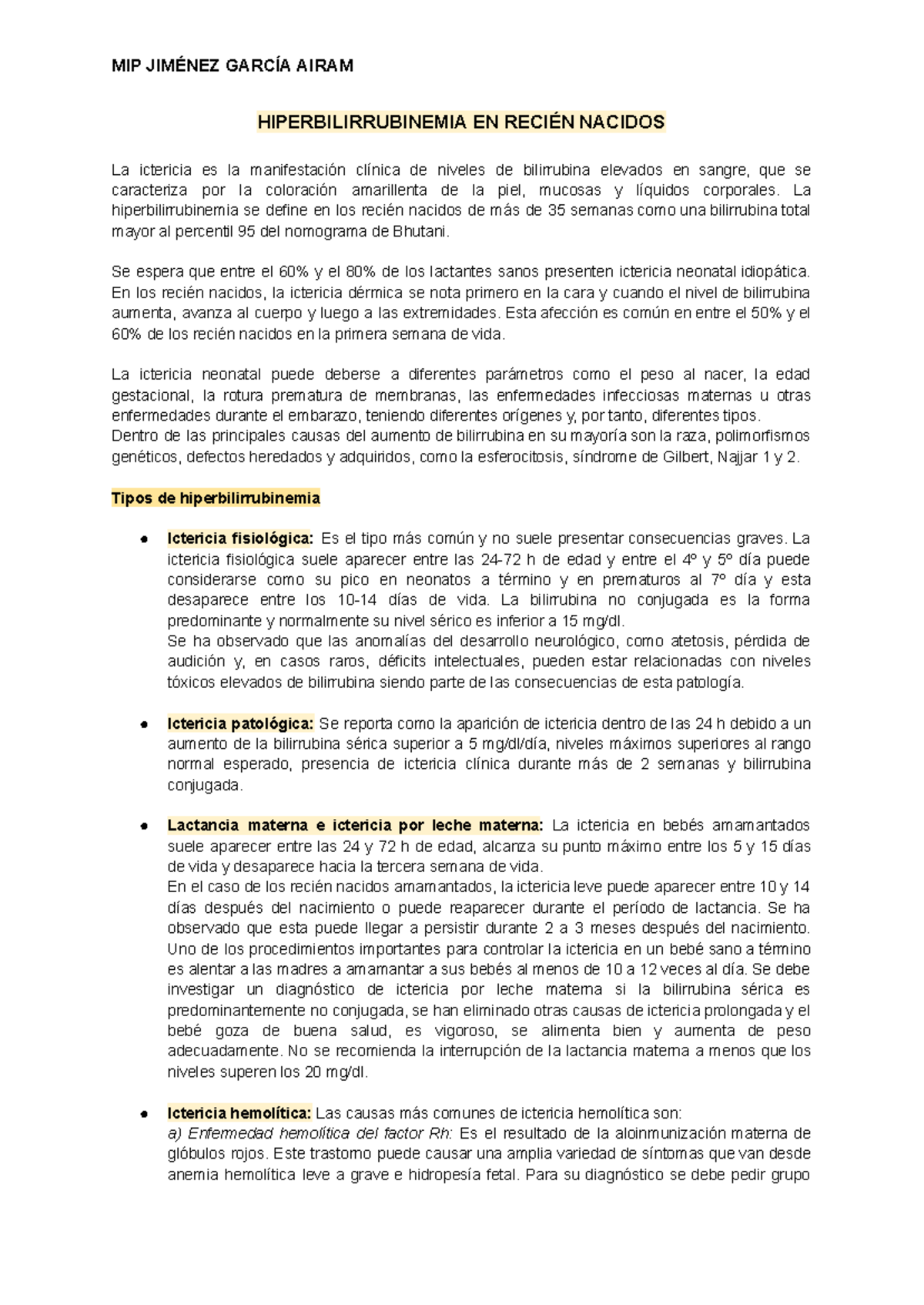 Hiperbilirrubinemia - MIP JIMÉNEZ GARCÍA AIRAM HIPERBILIRRUBINEMIA EN ...