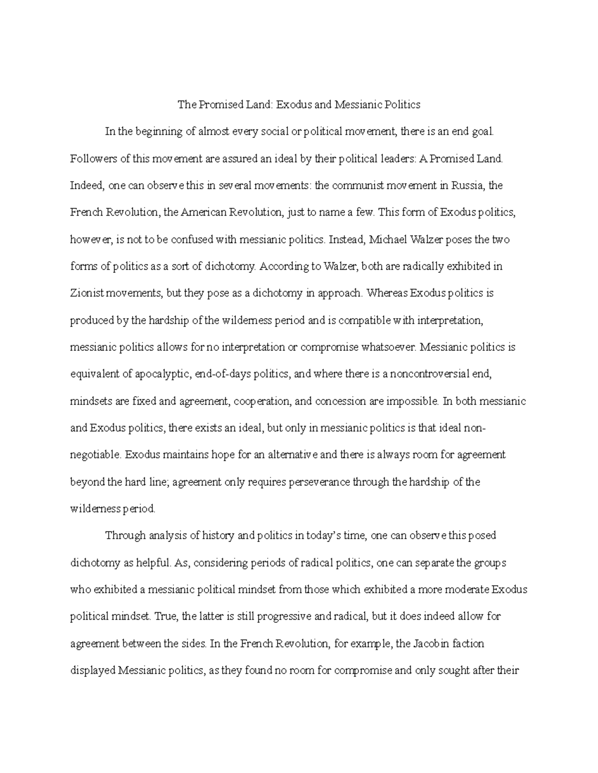 The Promised Land- Exodus and Messianic Politics - Followers of this ...