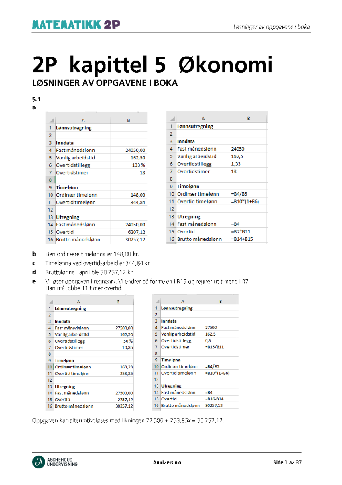 Fullstendig løsning 2P kap. 5 - Matematikk 1 - = = = = 28 000 + 5200 = 33200 b 36 000 28 000 ...