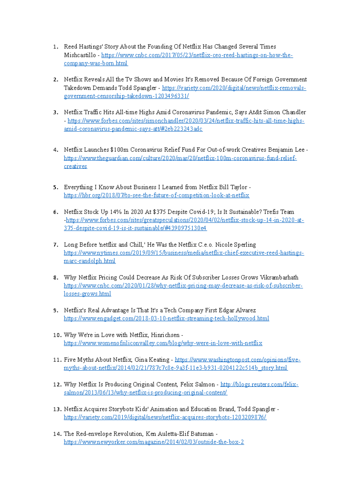 Netflix citation 2020 - None - Reed Hastings' Story About the Founding ...