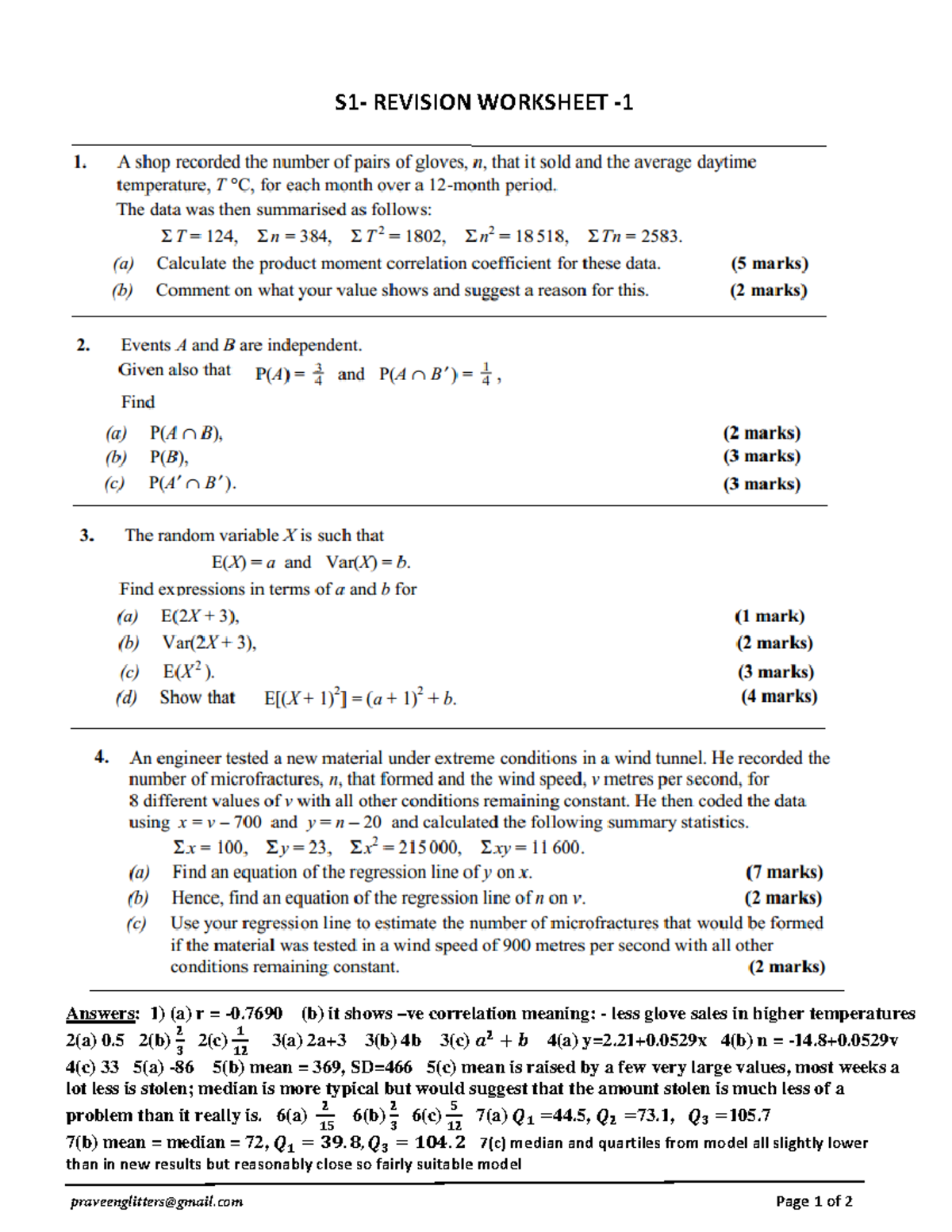 225473229 Statistics S1 Revision Papers with Answers - S1- REVISION ...