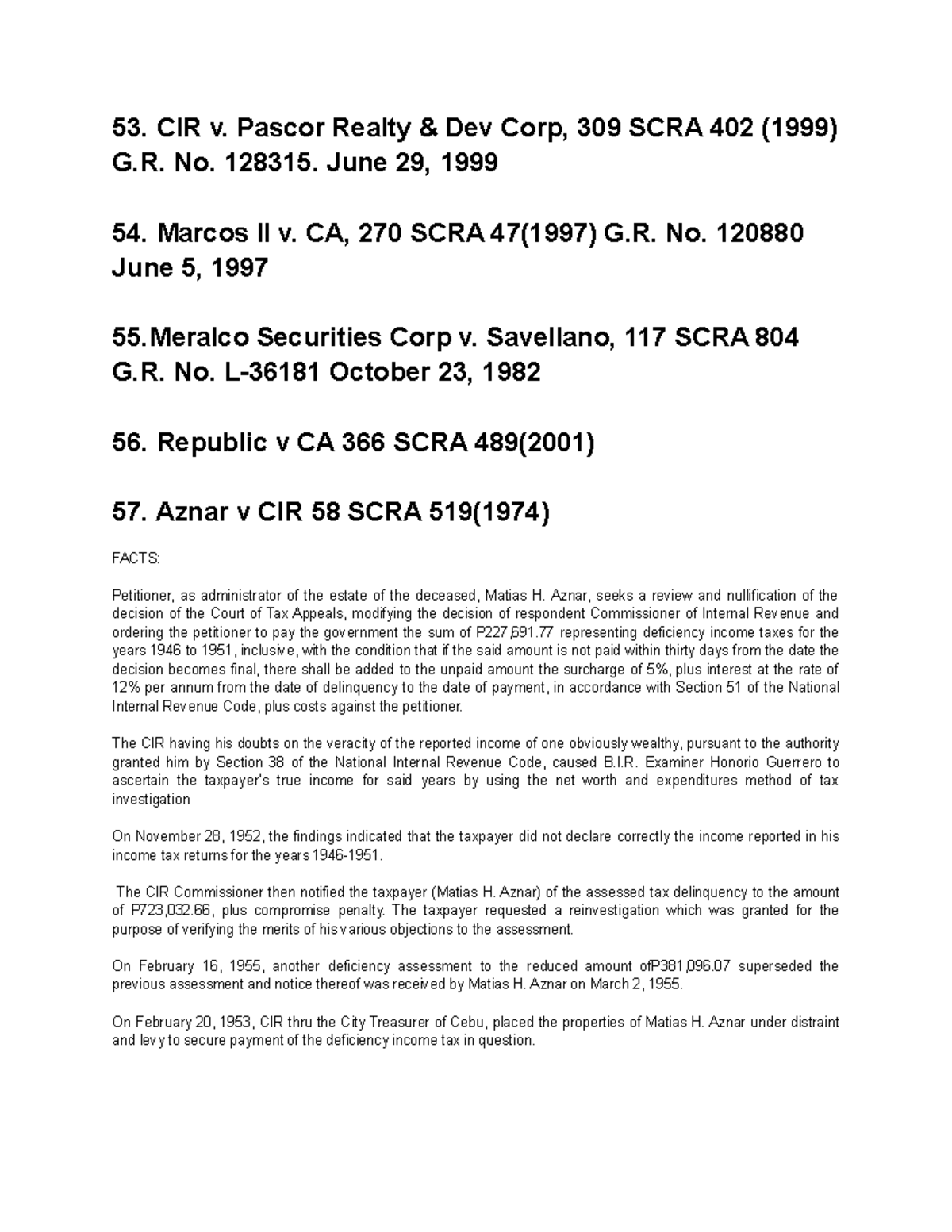 Taxrev Digests tax rev tax rev tax rev tax rev - 53. CIR v. Pascor ...