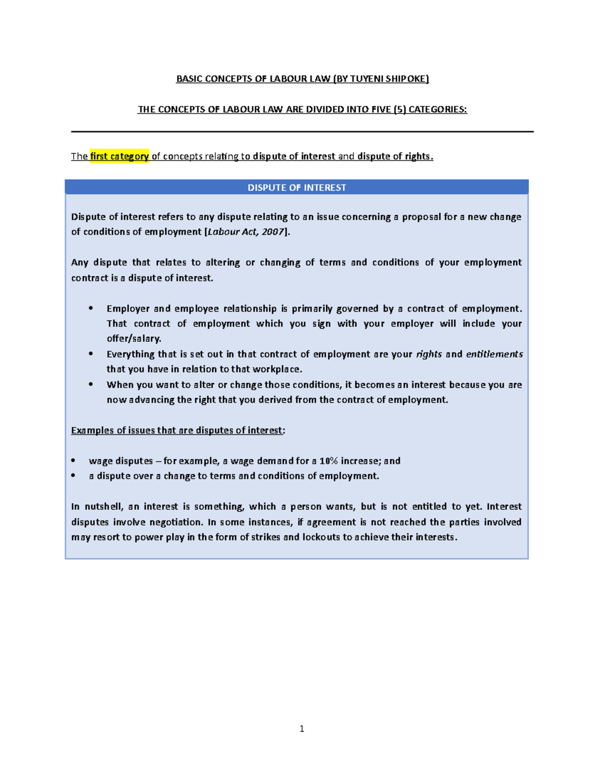 Notes - Basic concepts of labour law - BASIC CONCEPTS OF LABOUR LAW (BY ...