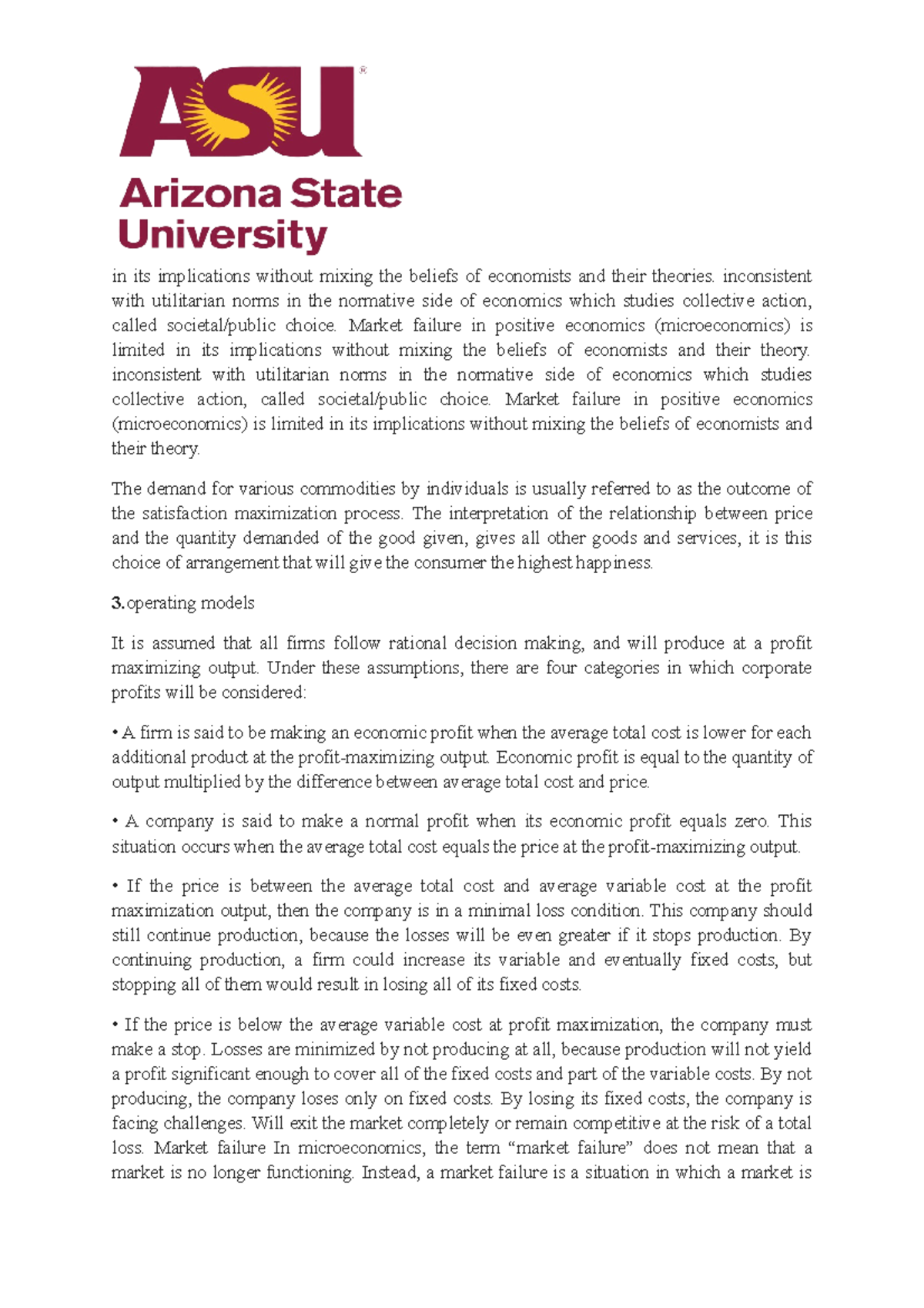 New Material Economic Lecture Notes and Summaries From Study in Arizona ...