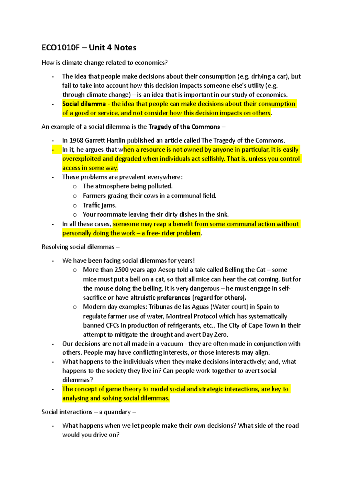 Unit 4 of CORE economy - ECO1010F notes - ECO1010F – Unit 4 Notes How ...