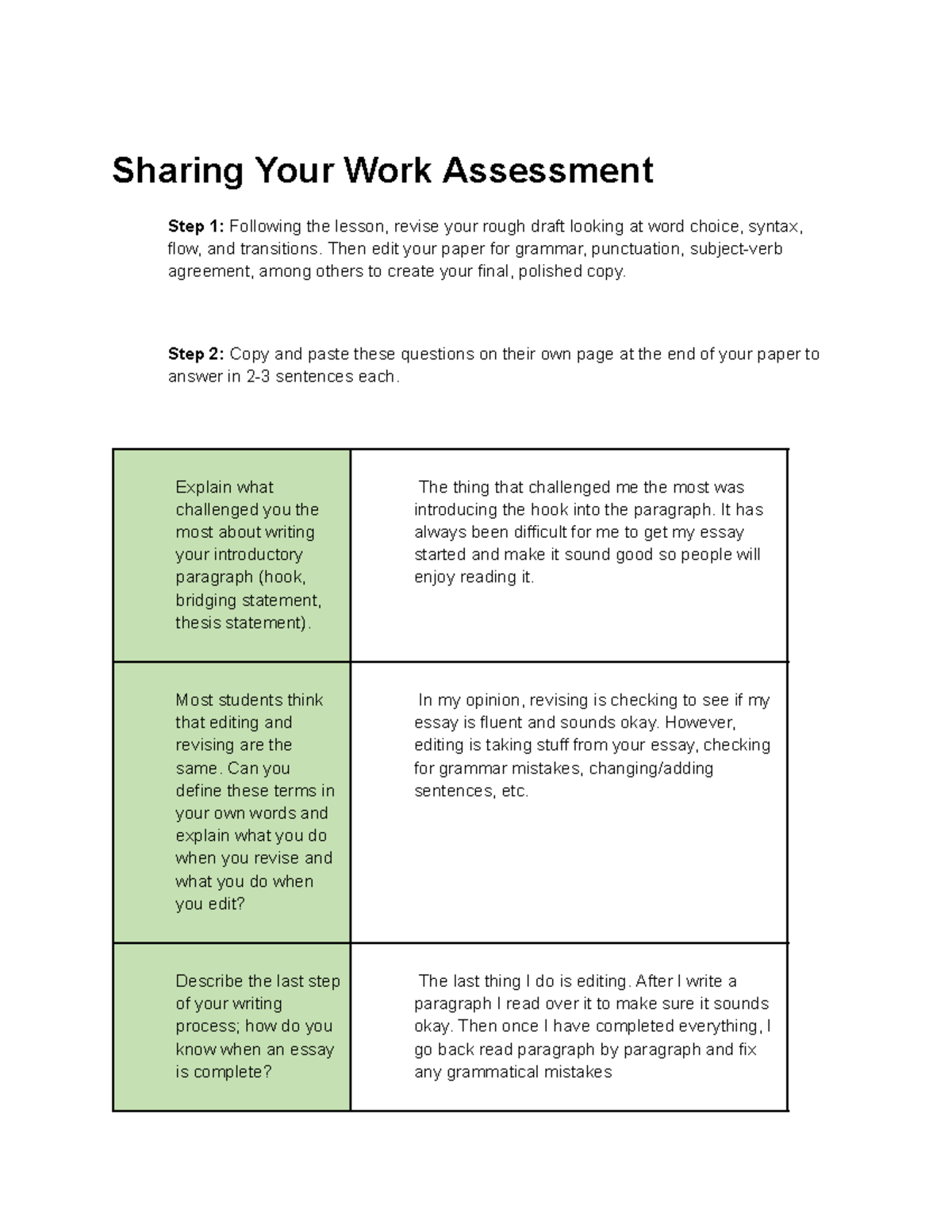 Copy of 6.06 Sharing Your Work Assessment - Sharing Your Work ...