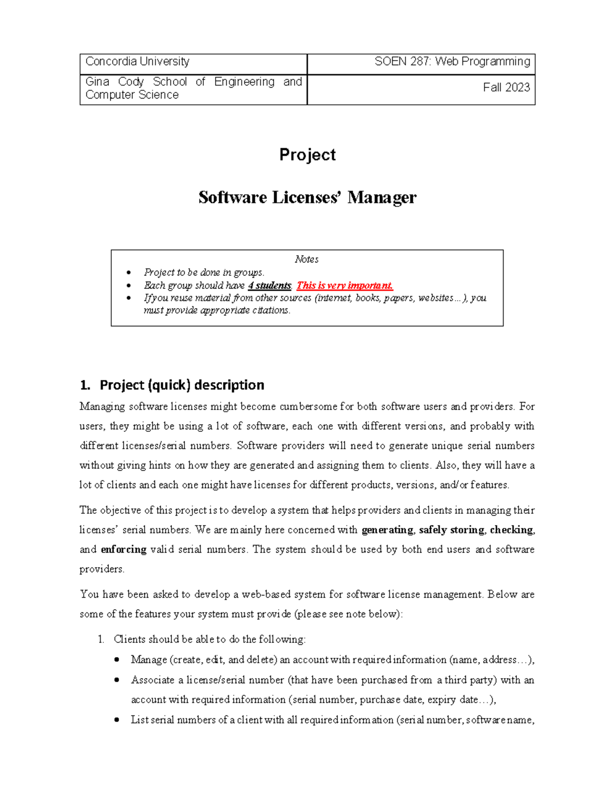 SOEN 287 - Fall 2023 - Project Description - Concordia University SOEN 287: Web Programming Gina ...