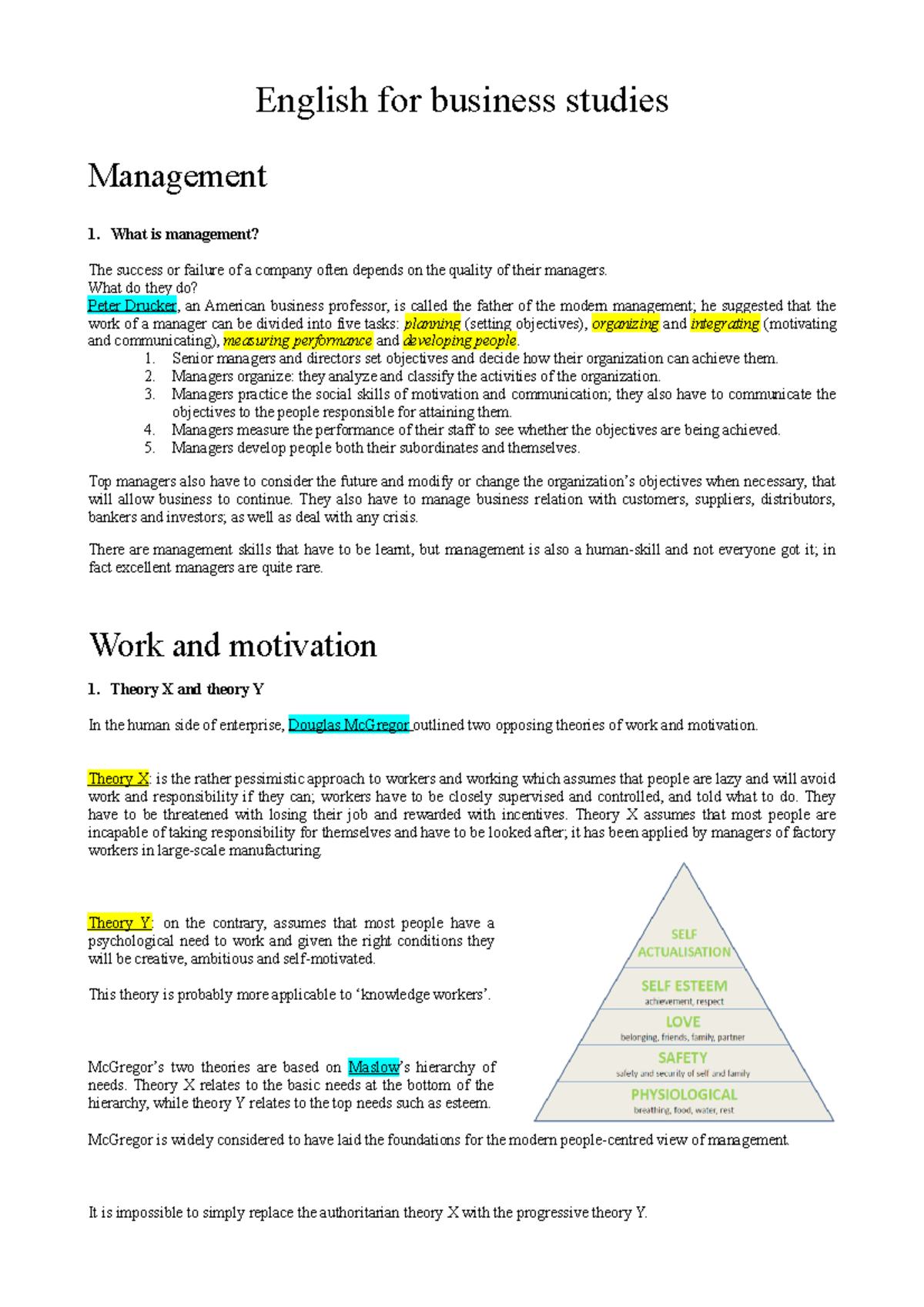 English for business studies - English for business studies Management ...