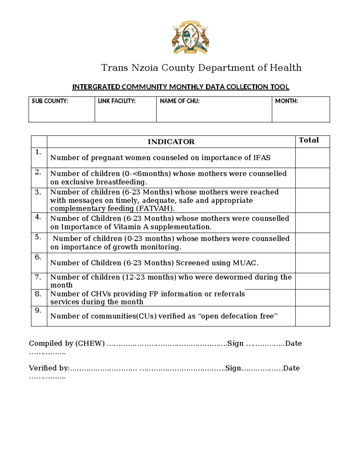 Integrated Community data collection tool final - Trans Nzoia County ...