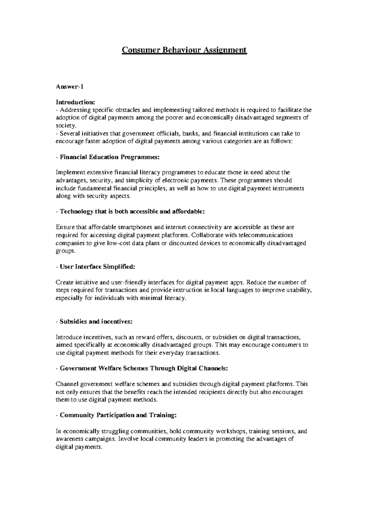 Consumer Behaviour Assignment - Consumer Behaviour Assignment Answer- 1 Introduction: Addressing ...