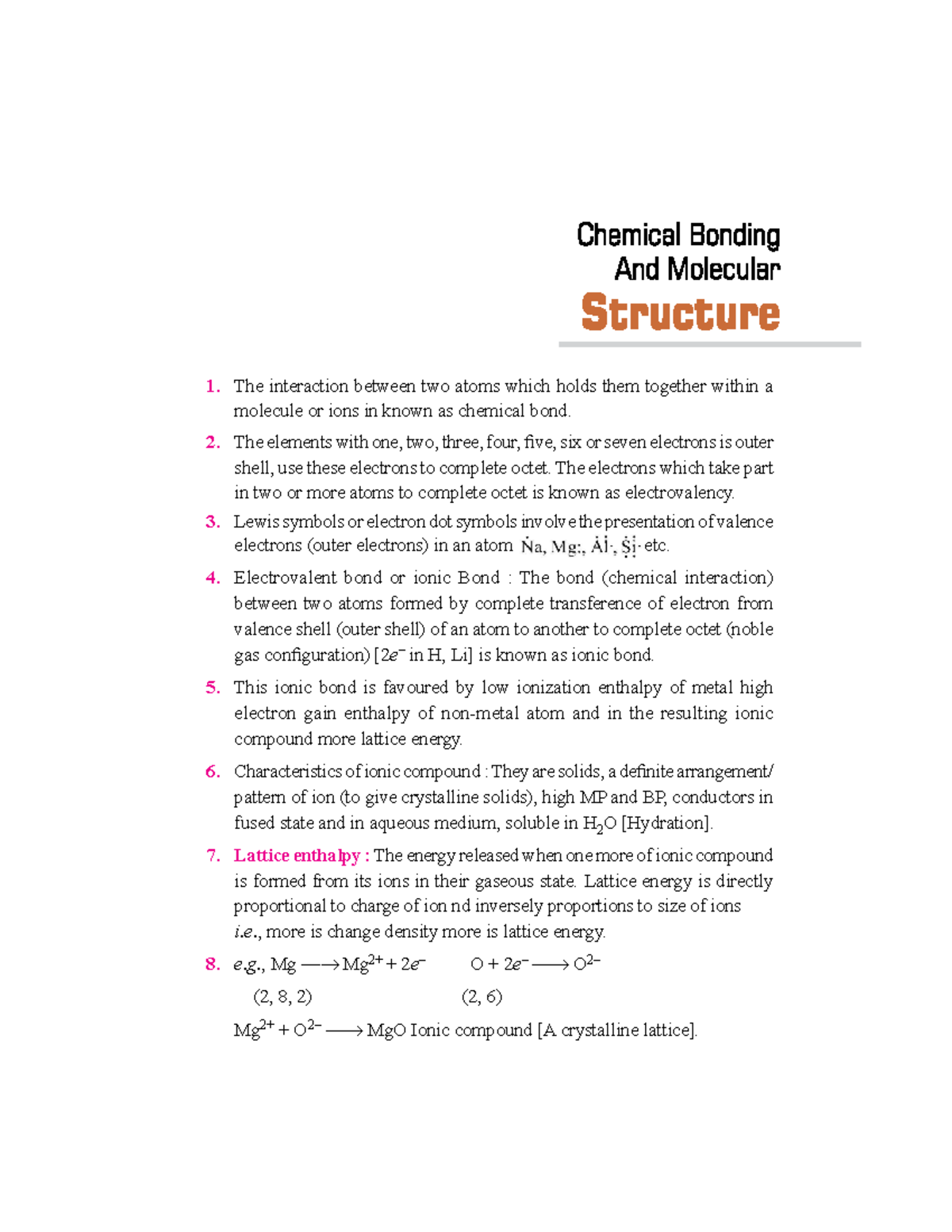 Chemical bonding and molecular structure - Physical Chemistry - IGNOU ...