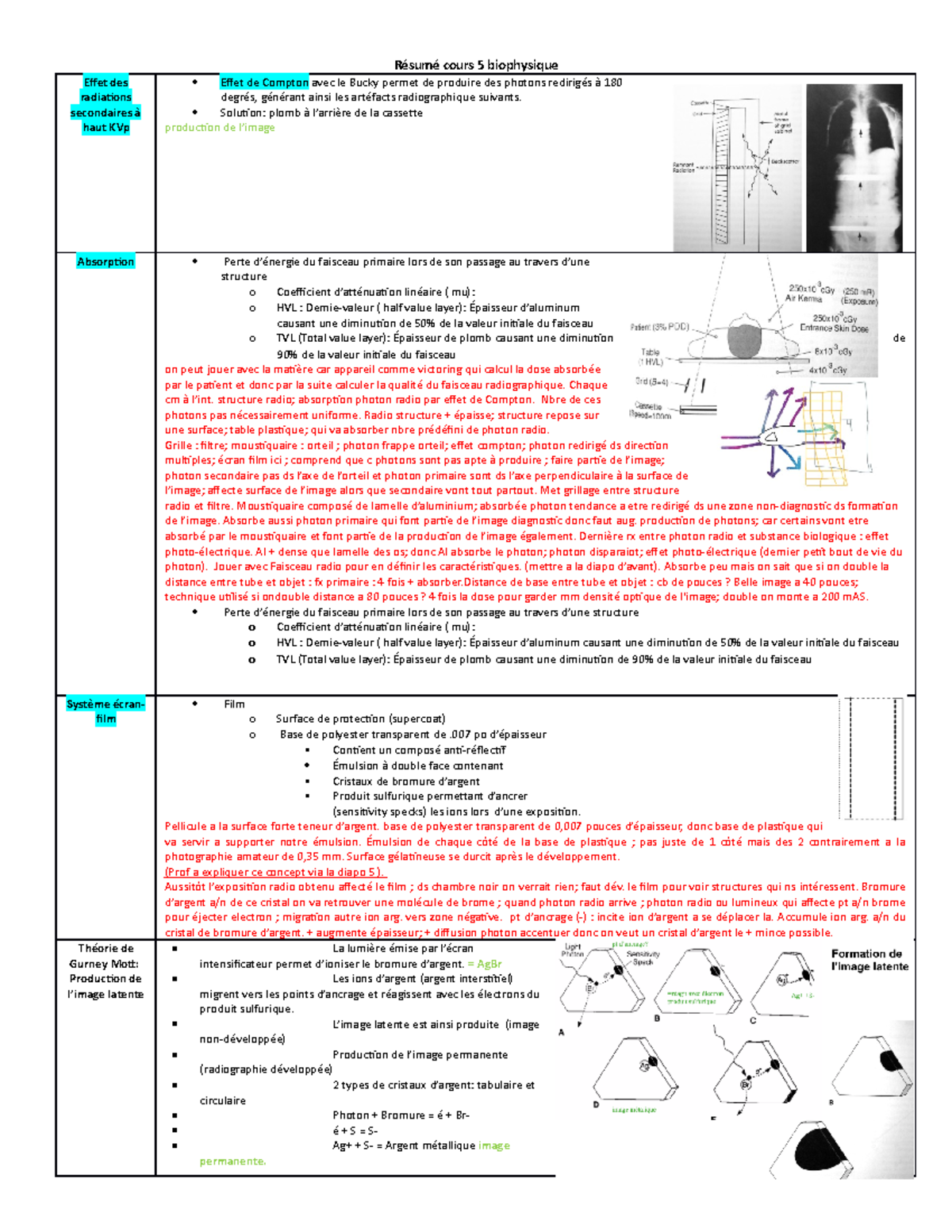 Résumé cours 5 biophysique - Solution: plomb à l’arrière de la cassette ...