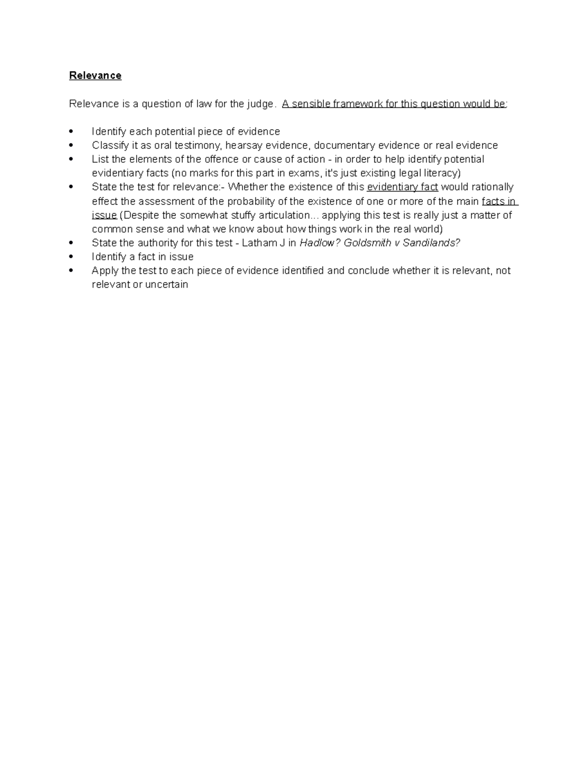 The relevancy template for students - Relevance Relevance is a question ...