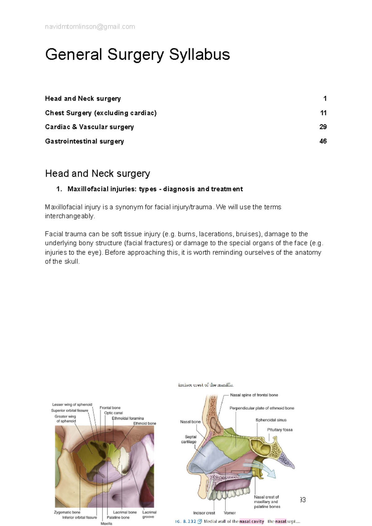 Navids General Surgery Notes - General Surgery Syllabus Head and Neck ...
