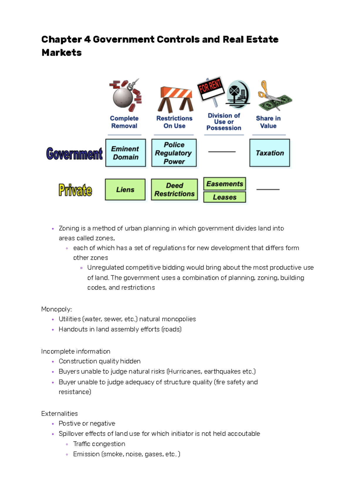 Chapter 4 Government Controls and Real Estate Markets - Zoning is a ...
