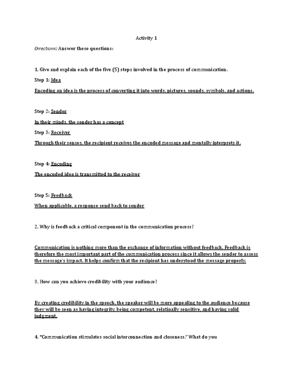 Unit 3 First Activity - Activity 1 Directions: Answer these questions ...