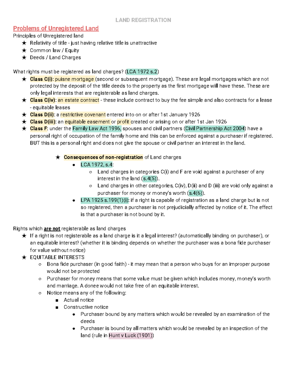 3 4 LAND Registration - Problems of Unregistered Land Principles of ...