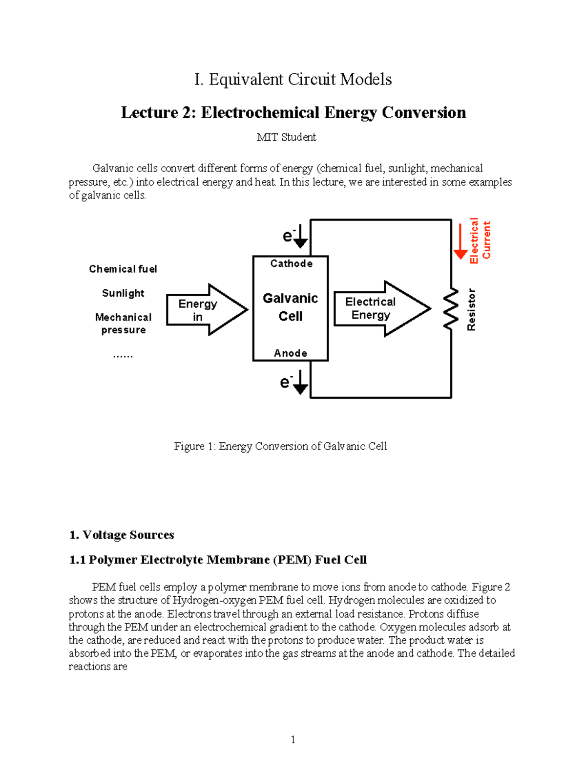 Electrochemical Energy - I. Equivalent Circuit Models Lecture 2 ...