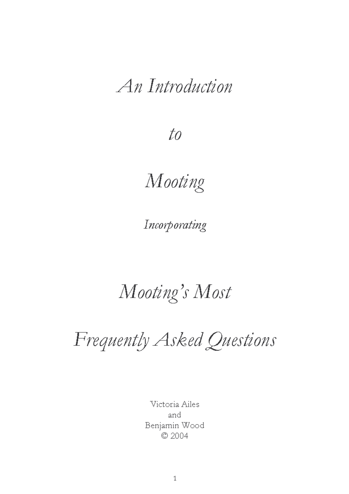 AN Introduction TO Mooting - ####### - Studocu