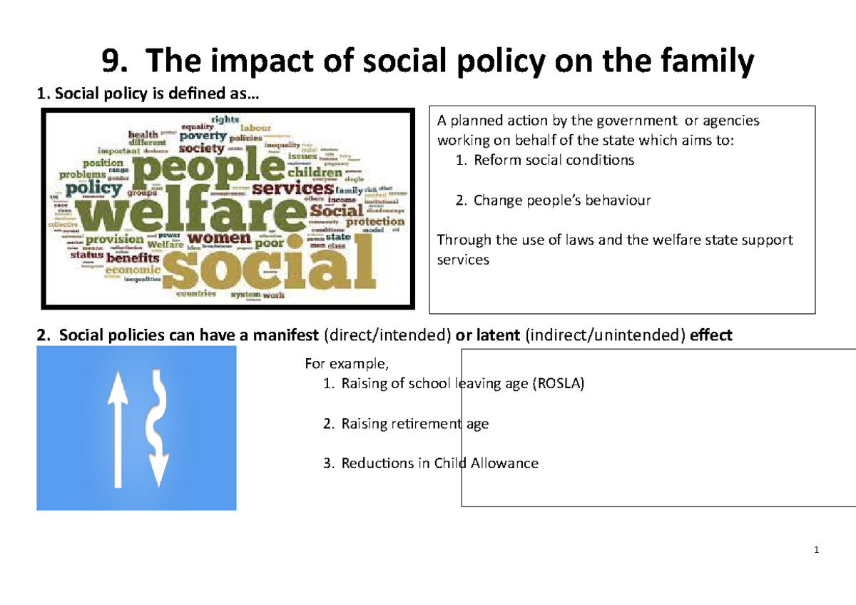9. Social policy - idk - 9. The impact of social policy on the family 1 ...