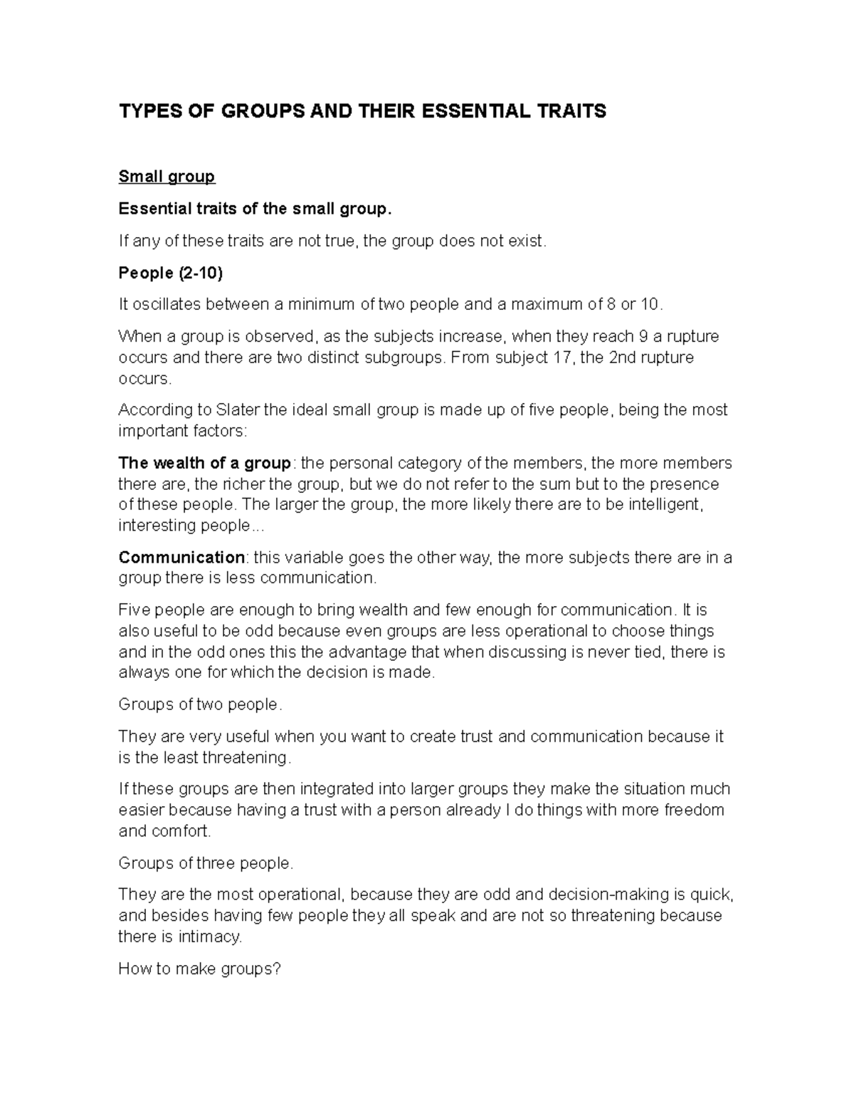 Types OF Groups AND Their Essential Traits - TYPES OF GROUPS AND THEIR ...