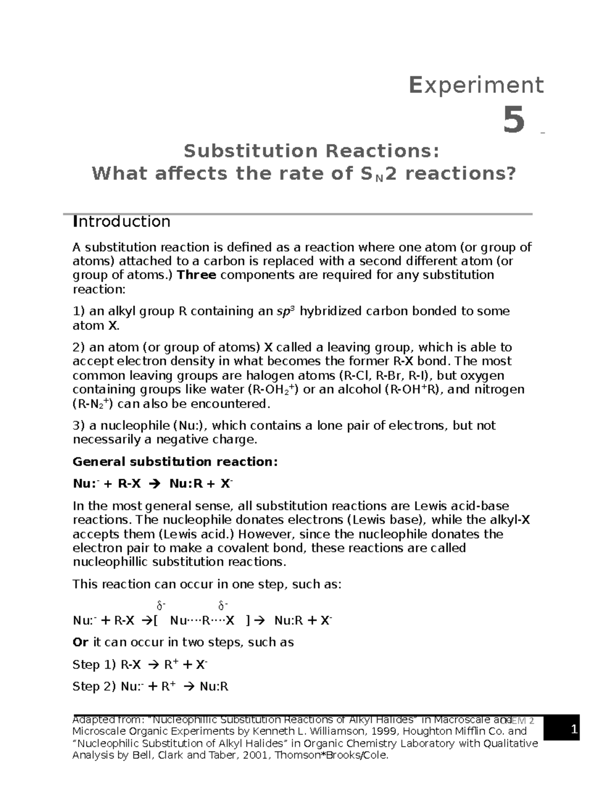 Expt 5 Substitution Student Version - CHEM 2 Experiment 5 Substitution ...