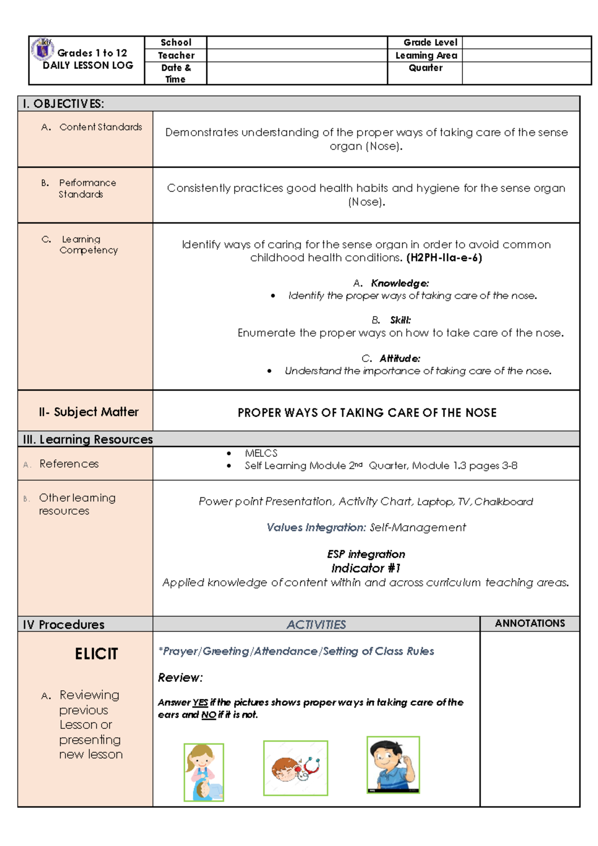7es-Lesson-Plan-Sample LP - ; lkj/ Grades 1 to 12 DAILY LESSON LOG ...