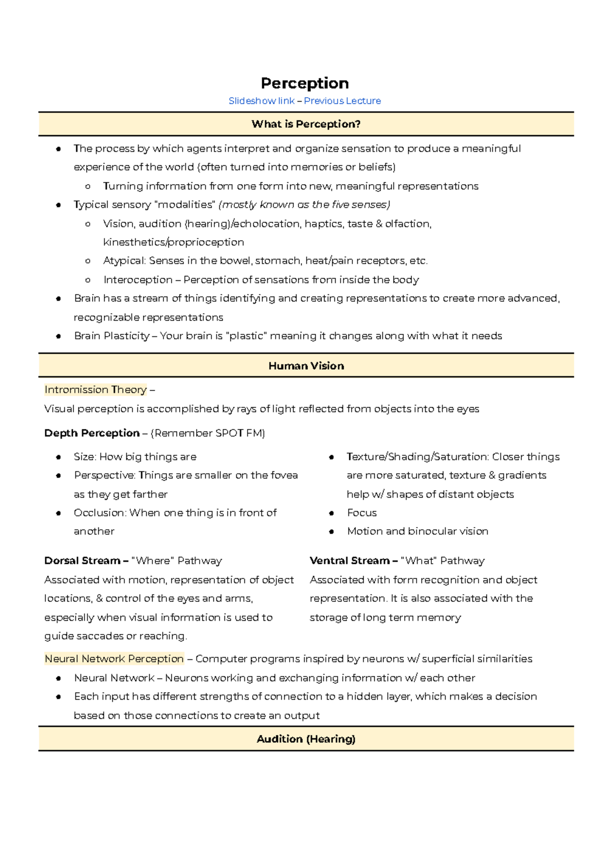 04 Perception - Perception Slideshow link – Previous Lecture What is ...