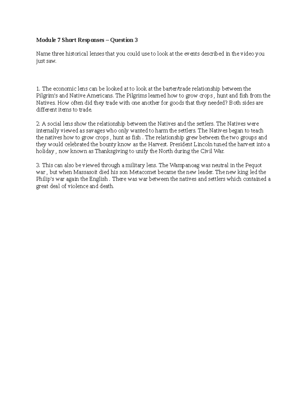 Module 7 question 3 Name three historical lenses that you could use to ...