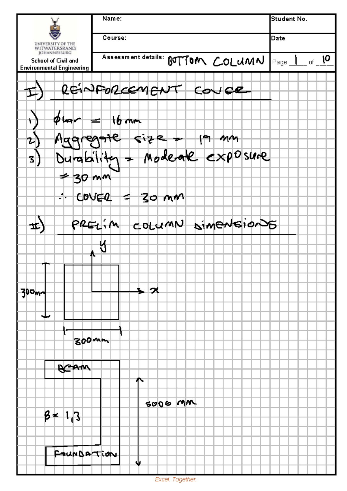 Bottom Column design - School of Civil and Environmental Engineering Page _____ of _____ Date ...